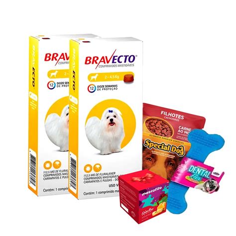 Kit 2 Bravecto Antipulgas Para Caes 2 A 4 5kg Brinde Submarino