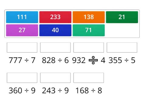Long Division Without Remainders Match Up