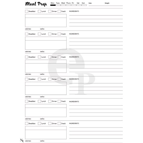 Remarkable Tablet Meal Preparation Template Supernote Templates