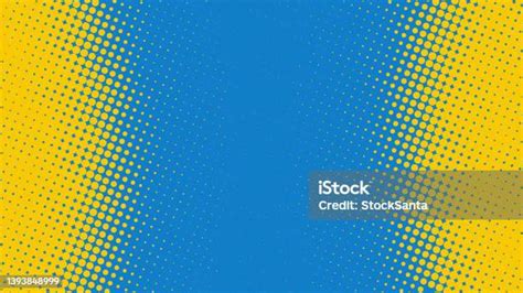 재미있는 파란색과 노란색 팝 아트 만화책 배경과 점선으로 된 하프 톤 디자인 레트로 슈퍼 히어로 배경 벡터 일러스트 레이 션 Eps10 고풍스런에 대한 스톡 벡터 아트 및
