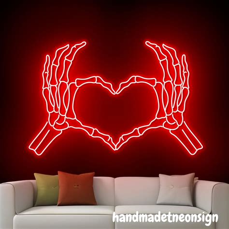 Skeleton Hand Heart Neon Sign Skeleton Led Sign Skeleton Neon Light