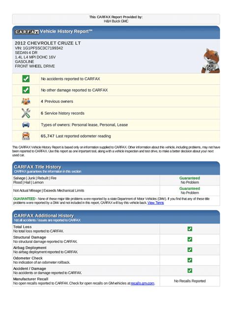 Fillable Online This Carfax Report Provided By Fax Email Print Pdffiller