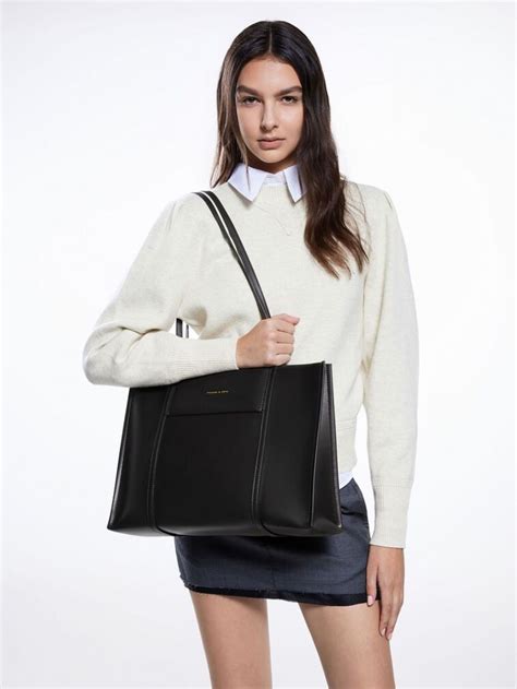 Cheap Charles And Keith Tote Bags Shalia Tote Bag Womens Black