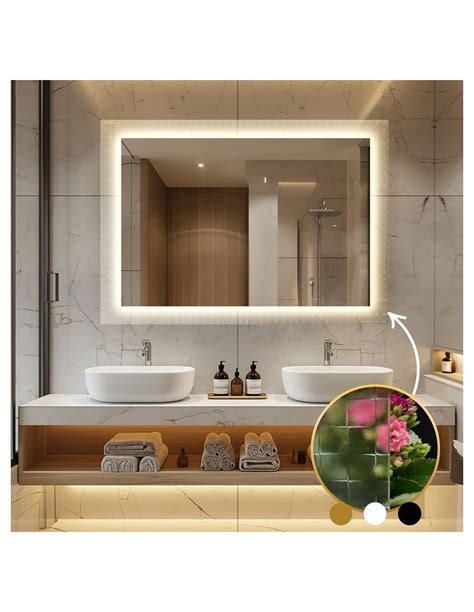 Rechteckiger Spiegel Auf Ornamentiertem Glas Master Flex Mit Beleuchtung Luxora Eterion Led