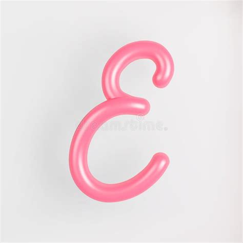 3d Pink Script Uppercase Letter E On Light Background Cute Cursive Bubble Typography Symbol