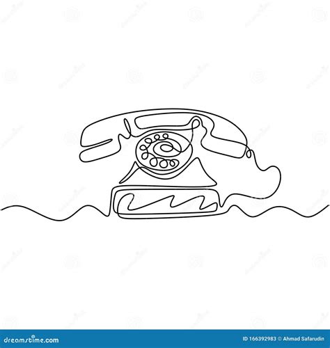 Vintage Telephone Old Style With Continuous One Line Drawing
