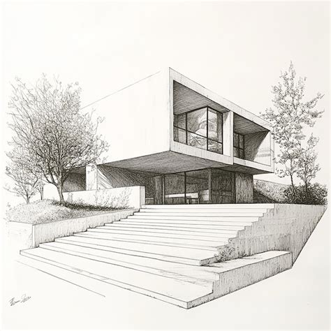 Architectural Drawing Of A House Premium Ai Generated Image