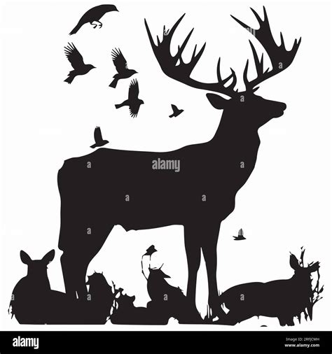 Silhouette Wild Deer Vector Illustration Stock Vector Image And Art Alamy