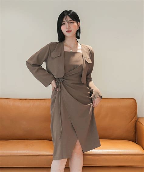 하객룩 겹크롭자켓세트 빅사이즈 에이블리