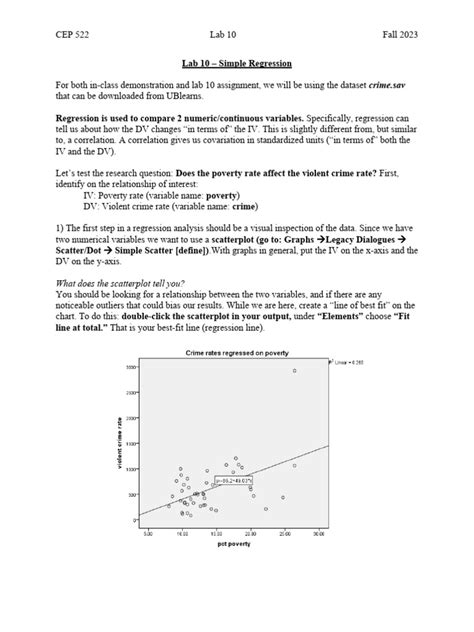 lab 10 simple reg pdf coefficient of determination linear regression