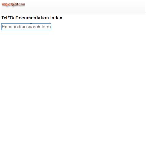 tcl tk documentation table of contents