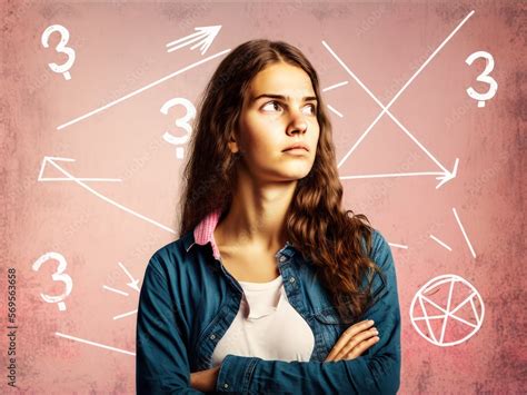 Candid Stylized Portrait Of A Young Beautiful Pensive Woman Pondering A
