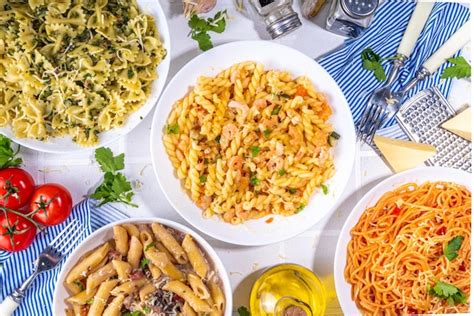 Premium Photo Set Of Pasta With Different Sauces