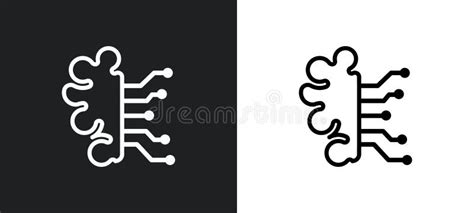 Artificial Intelligence Outline Icon In White And Black Colors Artificial Intelligence Flat