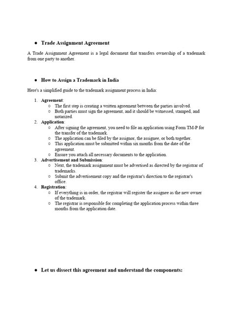 Trademark Assignment Agreement Download Free Pdf Assignment Law