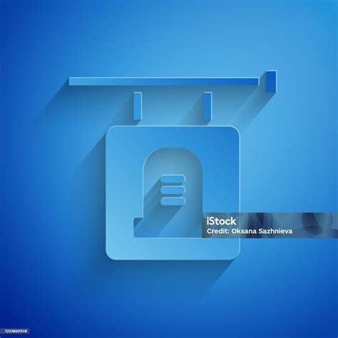 파란색 배경에 격리 된 종이 컷 간판 삭제 표시아이콘 종이 아트 스타일 벡터 3차원 형태에 대한 스톡 벡터 아트 및 기타 이미지