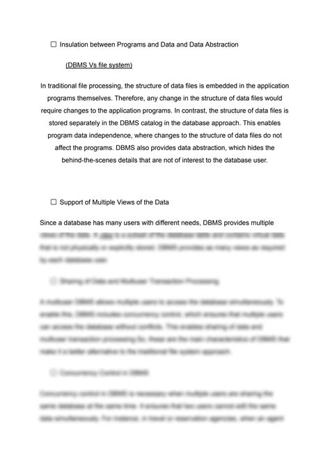 SOLUTION Characteristics Of Dbms File System Vs Dbms Studypool