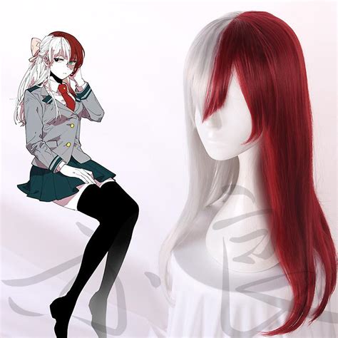 My Hero Academia Todoroki Shoto Cosplay Half White And Half Red Long