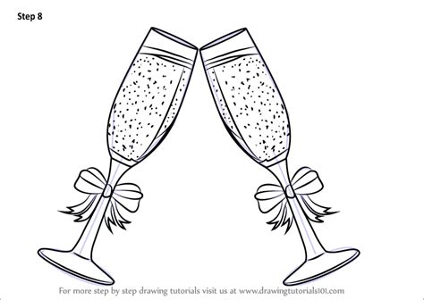 How To Draw Champagne Glasses Everyday Objects Step By Step