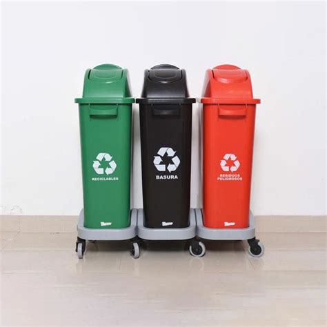 Estación de Reciclado 3 y 4 Cestos Con Asa 50 lt c u Superlimp Ushuaia