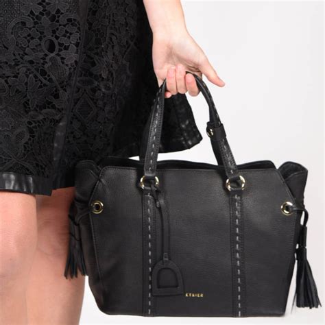 Etrier Tradition Sac à Main Cuir Grainé Noir