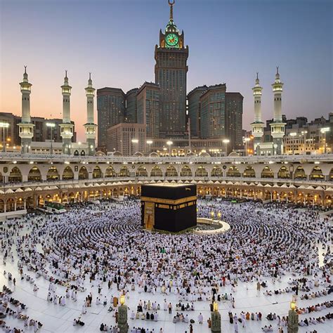 Twilight Aerial View Of The Kaaba And Masjid Al Haram With Abraj Al