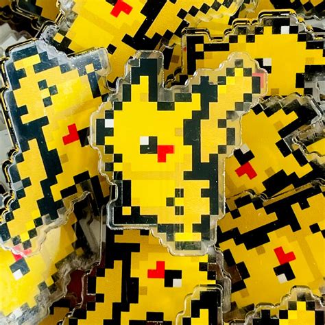 Pikachu 8 Bit Pokémon Acrylic Pin Pin Pikachu Backpack Purse