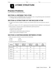 Chapter Atomic Structure Worksheet Answer Key Section The