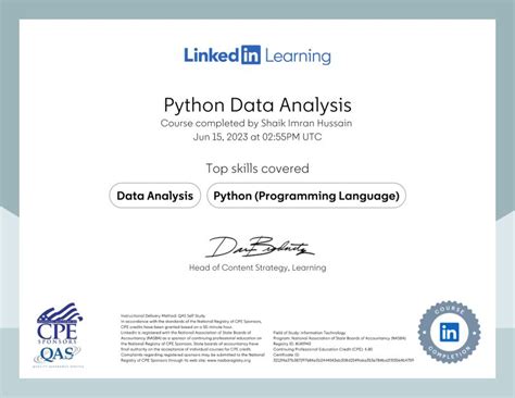 Shaik Imran Hussain On Linkedin Certificate Of Completion