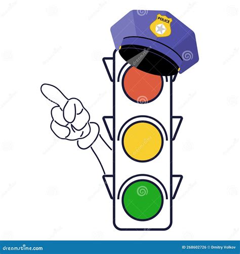 Semáforo De Dibujos Animados Semáforos En Un Semáforo De La Policía Y