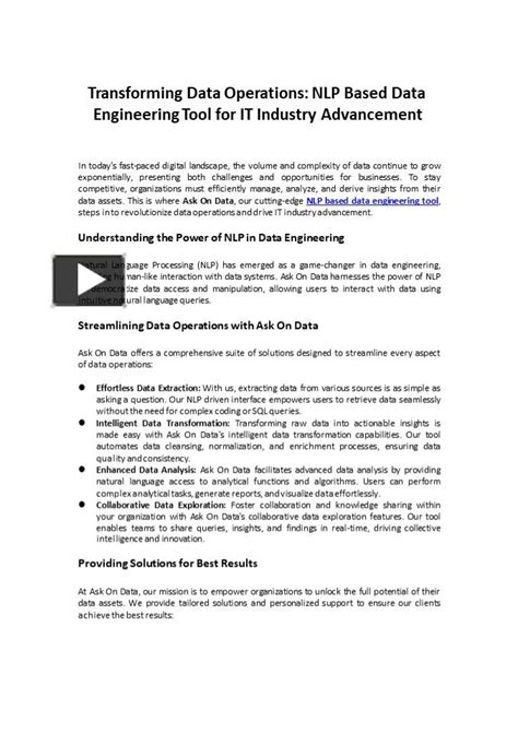 PPT NLP Based Data Engineering Tool For IT Industry Advancement