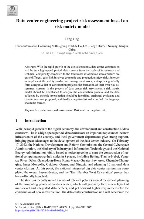 Pdf Data Center Engineering Project Risk Assessment Based On Risk