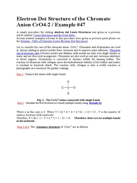 Electron Dot Structure Of The Chromate Anion Cro4 Pdf