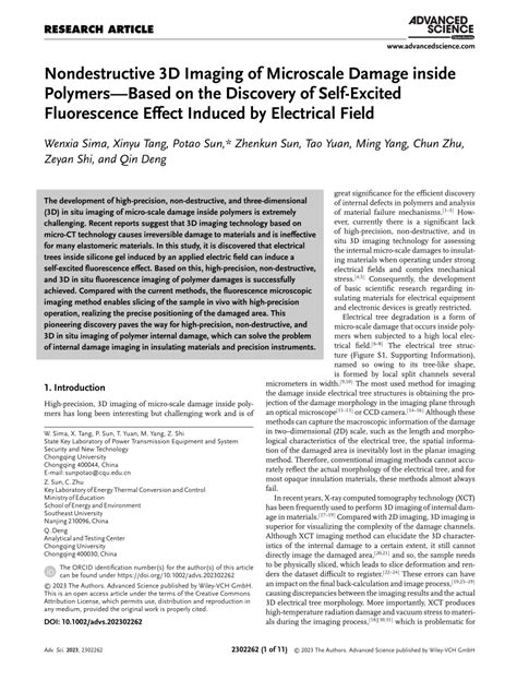 Pdf Nondestructive 3d Imaging Of Microscale Damage Inside Polymers
