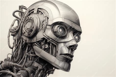 Dibujo A Lápiz De Un Robot Moderno Inteligencia Artificial Generativa