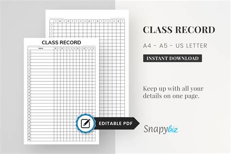 Class Record Printable Print Templates ~ Creative Market Class Record Printable Print Templates ~ Creative Market