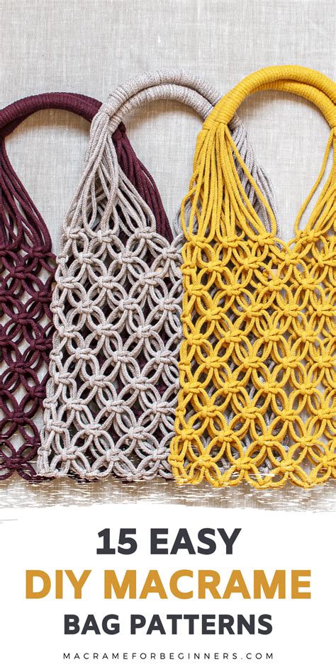 15 Easy Diy Macrame Bags Purses And Clutches For Beginners Macrame Patterns Macrame Bag