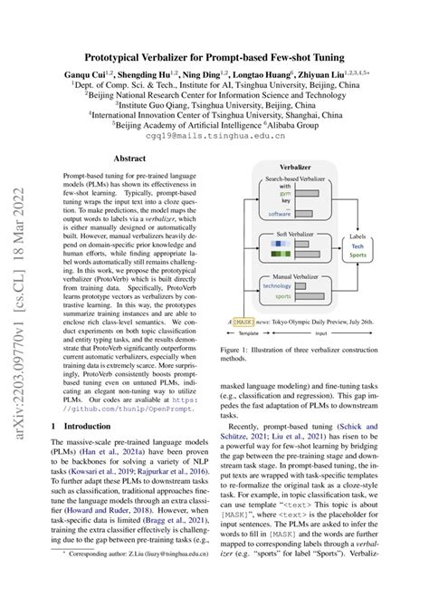 Prototypical Verbalizer For Prompt Based Few Shot Tuning Deepai