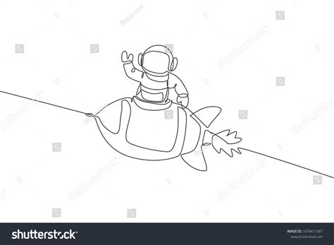 One Continuous Line Drawing Spaceman Astronaut Stock Vector Royalty Free 1678411687 Shutterstock