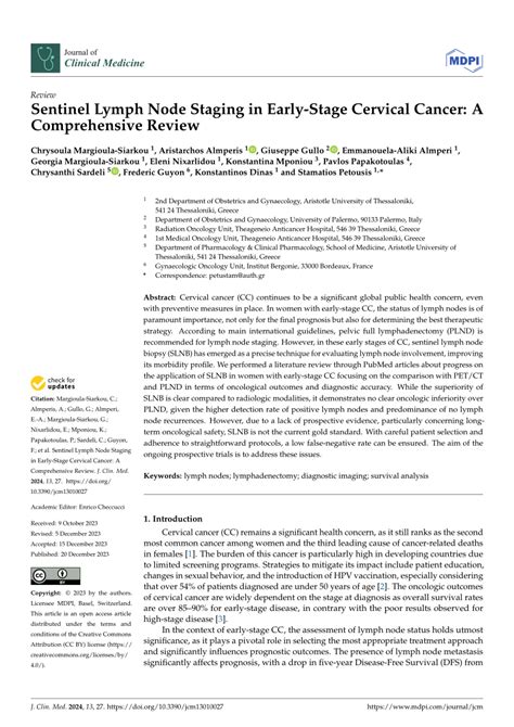 Pdf Sentinel Lymph Node Staging In Early Stage Cervical Cancer A