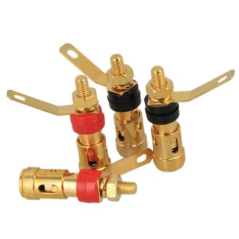4pcs 33mm Length Plated 4mm Banana Audio Plug Jack Socket Connector