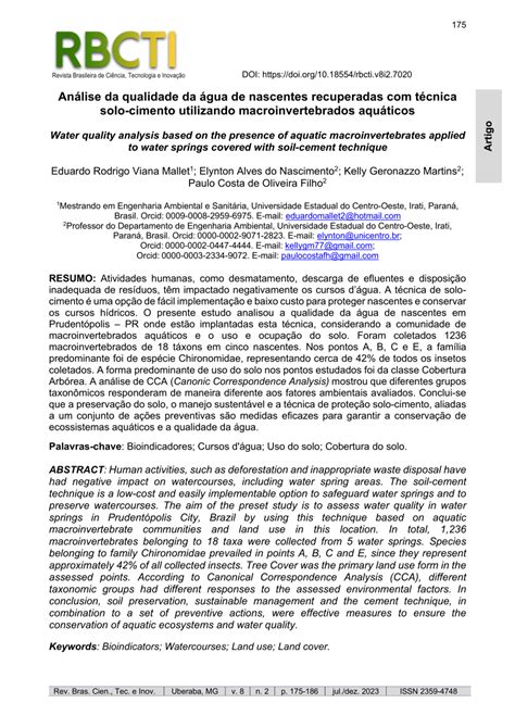 Pdf Water Quality Analysis Based On The Presence Of Aquatic Macroinvertebrates Applied To