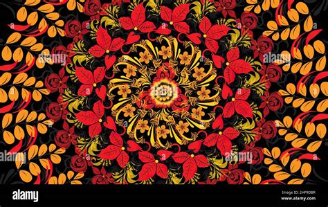 Abstract Bright Rotating Kaleidoscope Of Retro Flower Pattern Colorful Background Seamless