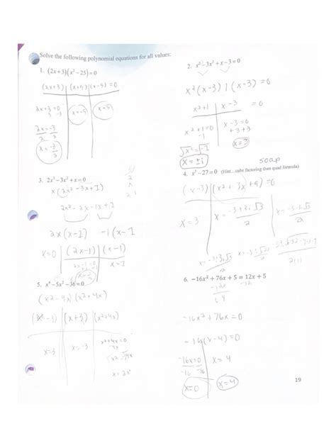 solve the following polynomial equations for all values pdf