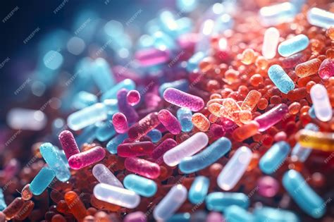 Пробиотики бактерии биология микроорганизмы под микроскопом Премиум Фото