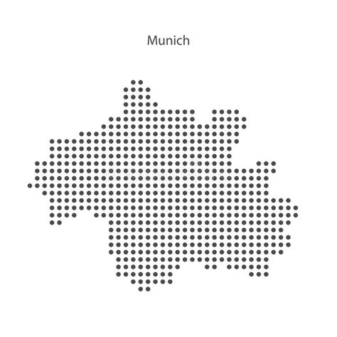 Stylized Dotted Vector Map Of Munich Abstract Munich Dot Pattern