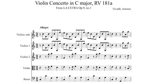 Vivaldi Violin Concerto In C Major RV A YouTube