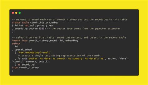 Timescale On Linkedin Creating Embeddings For Your Data In Sql With