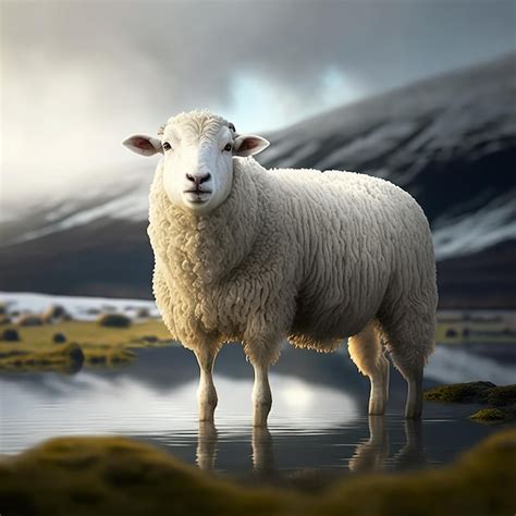 Premium Photo Sheep Under The Blue Sky Generative Ai