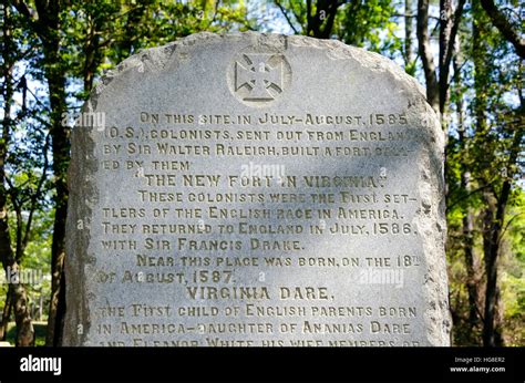 Fort Raleigh National Historic Site Marker Roanoke Island North Stock